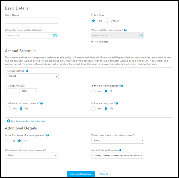 Adding and Managing Time Off Policies