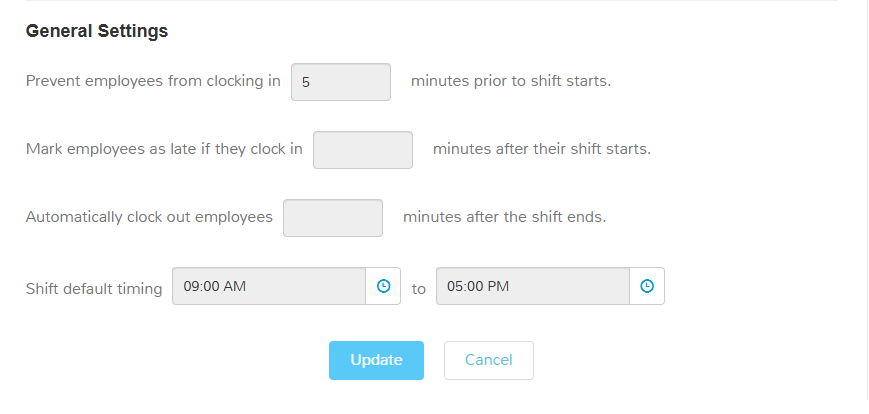 Schedule Settings: Shift Timing & Clock-In Rules