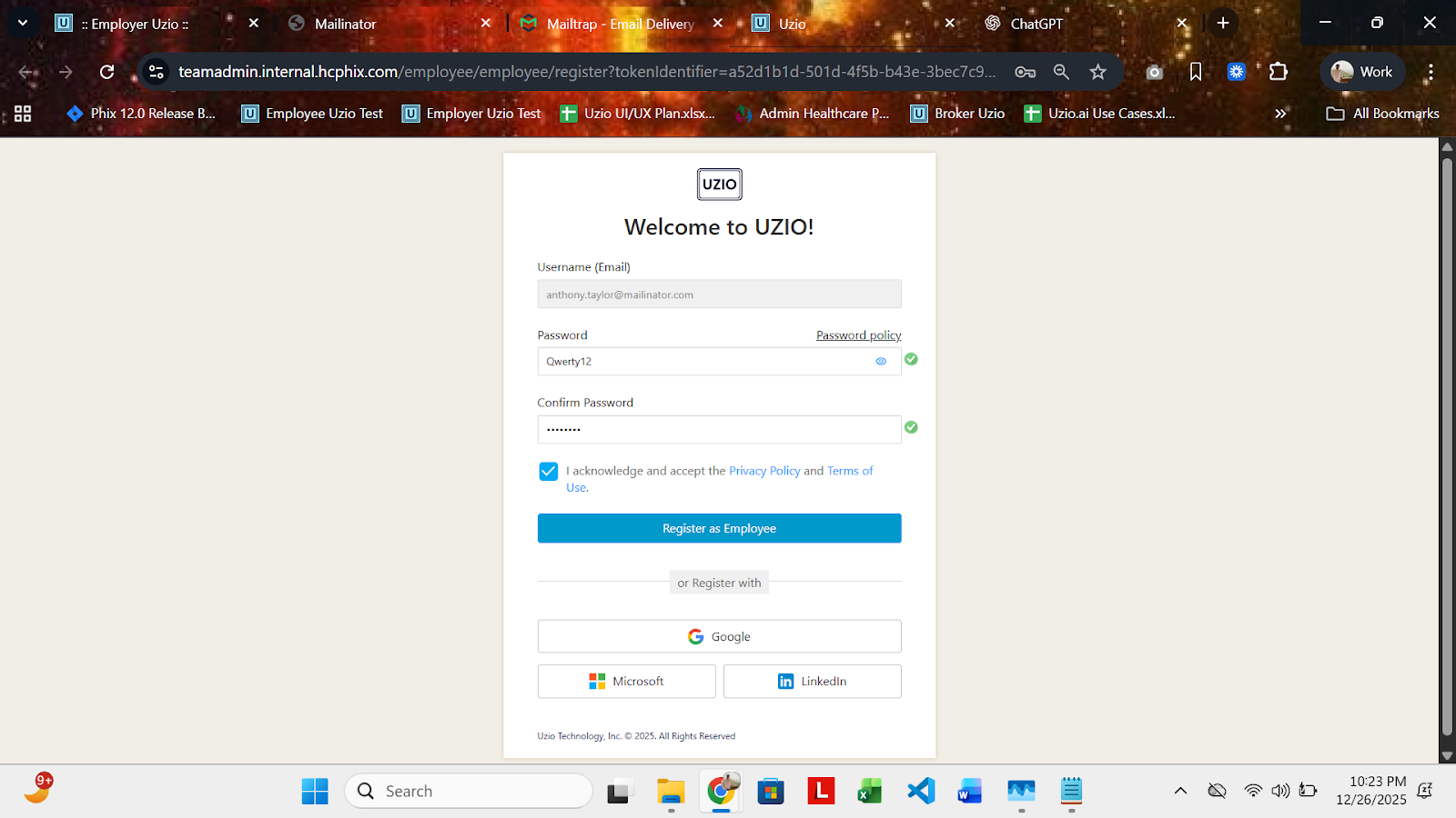 Registration and Login for Employees